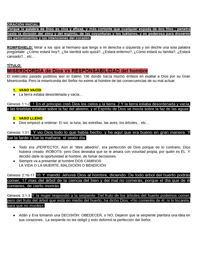 Prédica 20 Octu | PDF | Adán y Eva | Creencia religiosa y doctrina