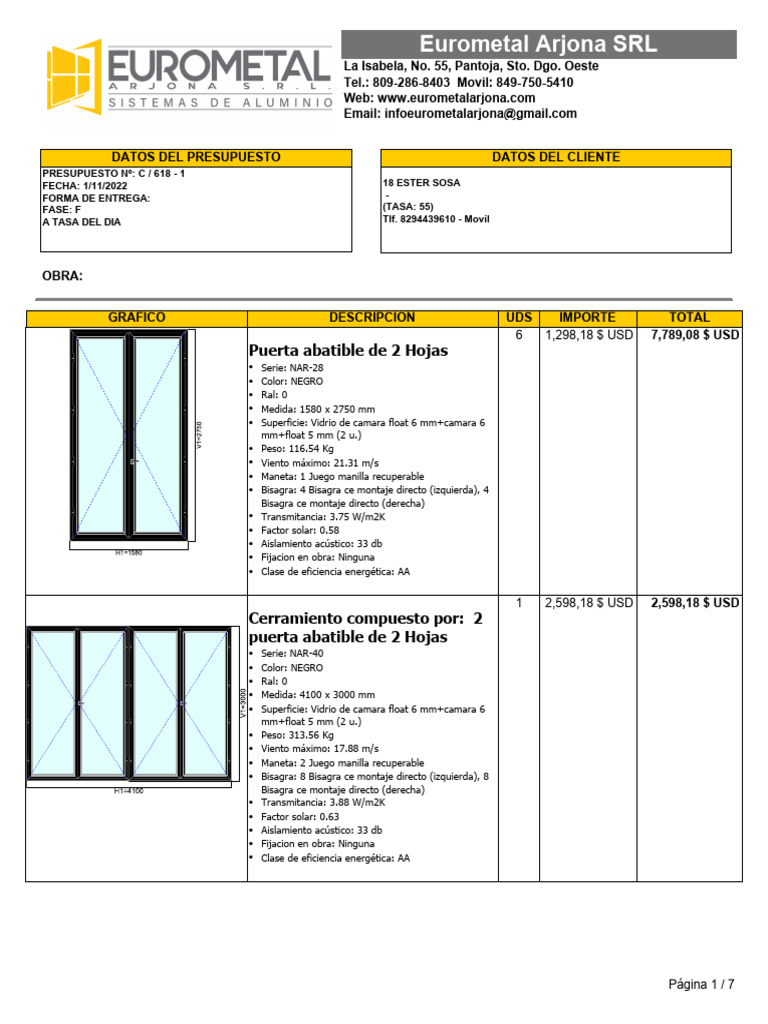 Cotizacion Ventanas | PDF | Ventana | Líquidos y fundidos de vidrio