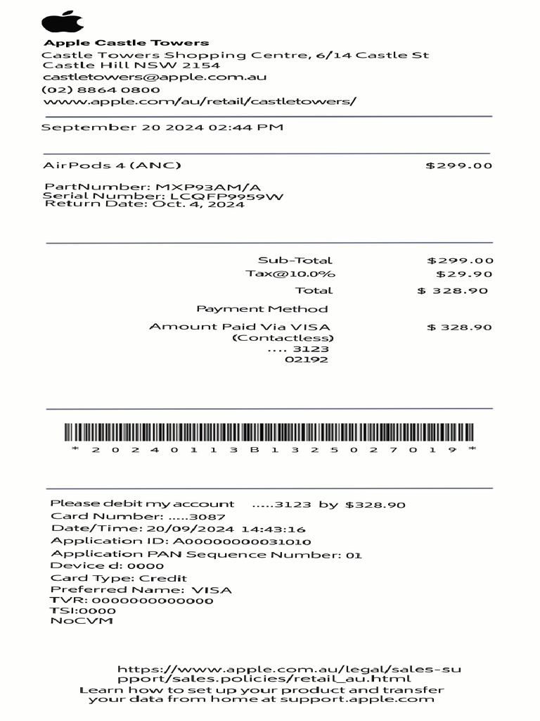 Apple Store Physical Receipt | PDF