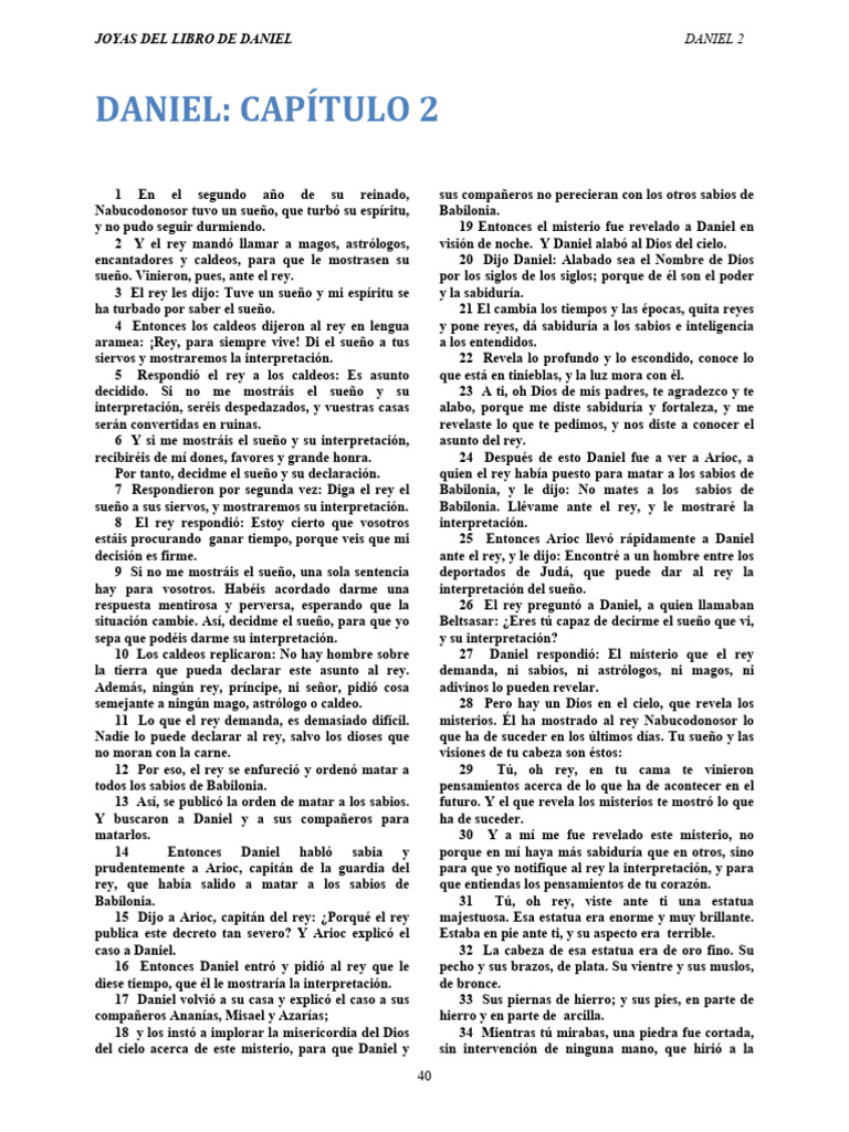 2 Daniel - Capítulo 2 | PDF | Daniel (figura bíblica) | Nabucodonosor Ii