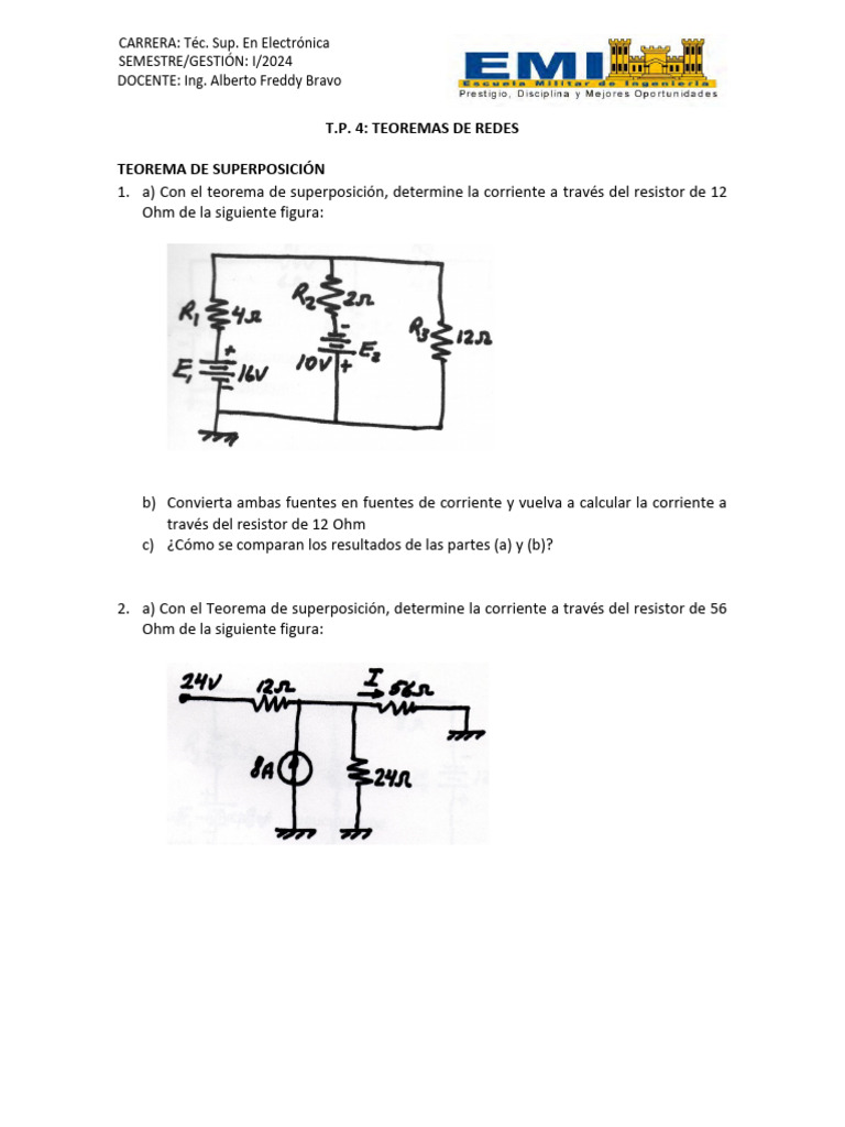 T.p.4-Teoremas de Redes | PDF | Red eléctrica | Resistor