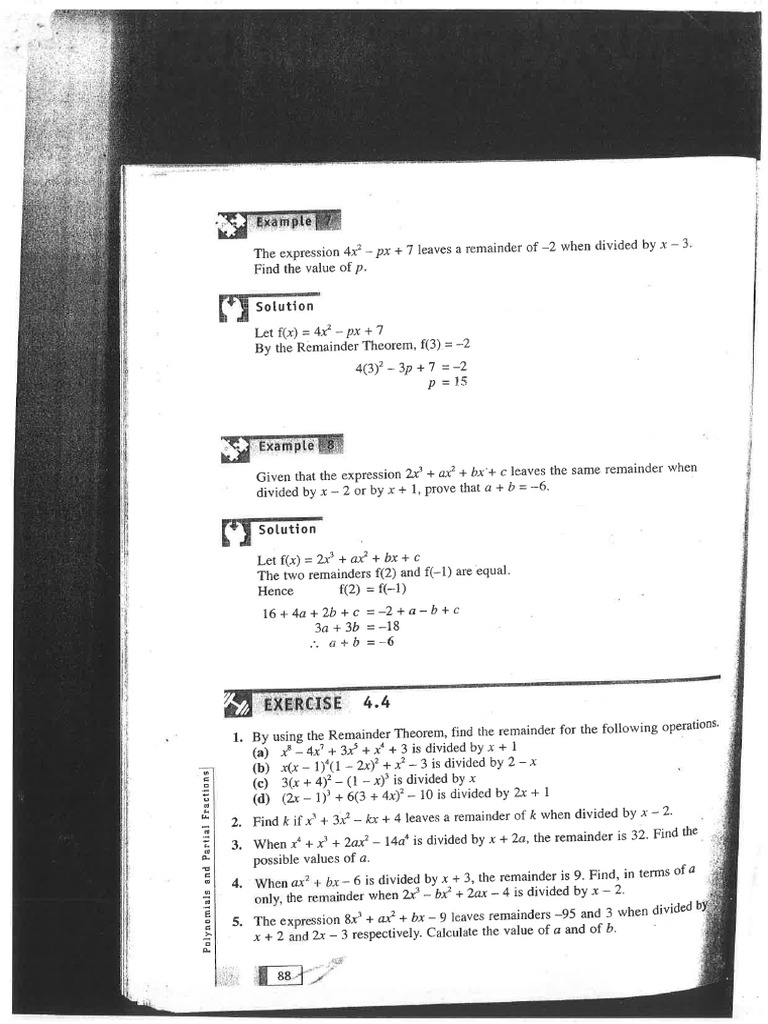 Algebra (Polynomials) Practice | PDF