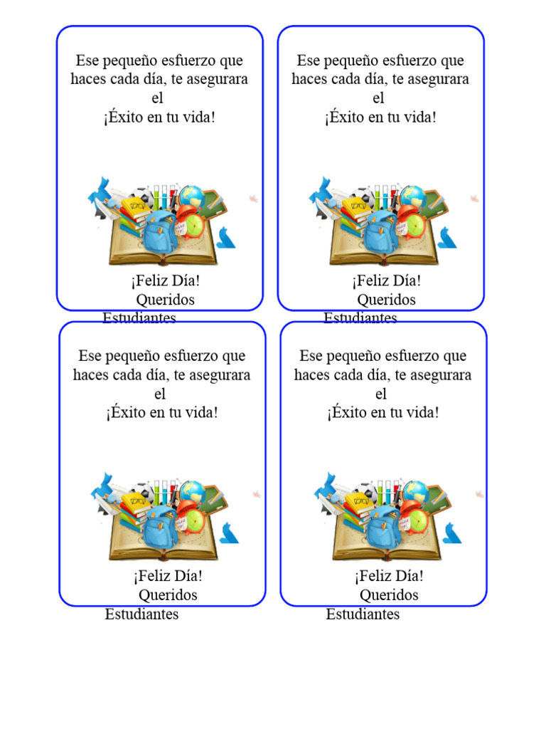 Tarjetas para el Día del Estudiante | PDF