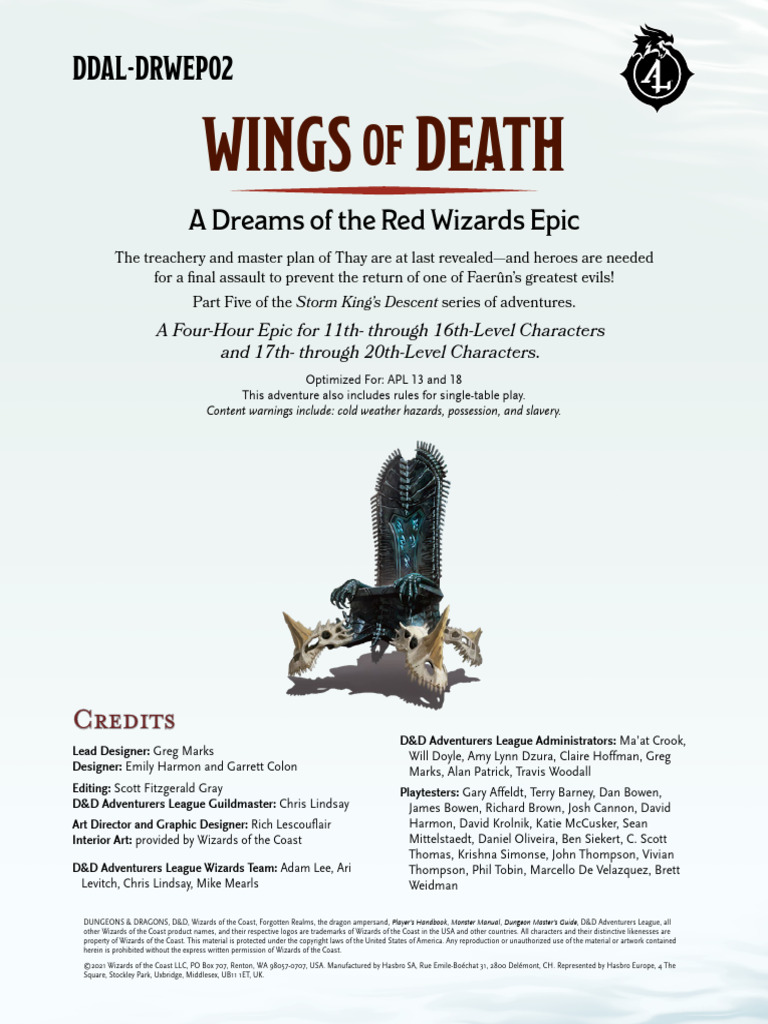 Ddal-Drwep02 Wings of Death (11-16 17-20) | PDF | Dungeons & Dragons | Magician (Fantasy)