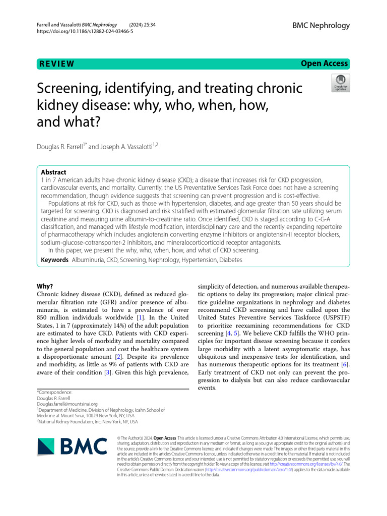 Screening, Identifying, and Treating Chronic Kidney Disease 2024 | PDF ...