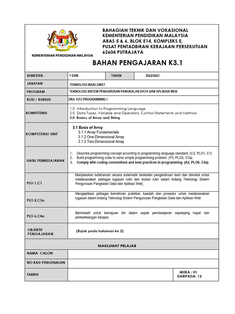 K3-1-Basic-of-Array | PDF