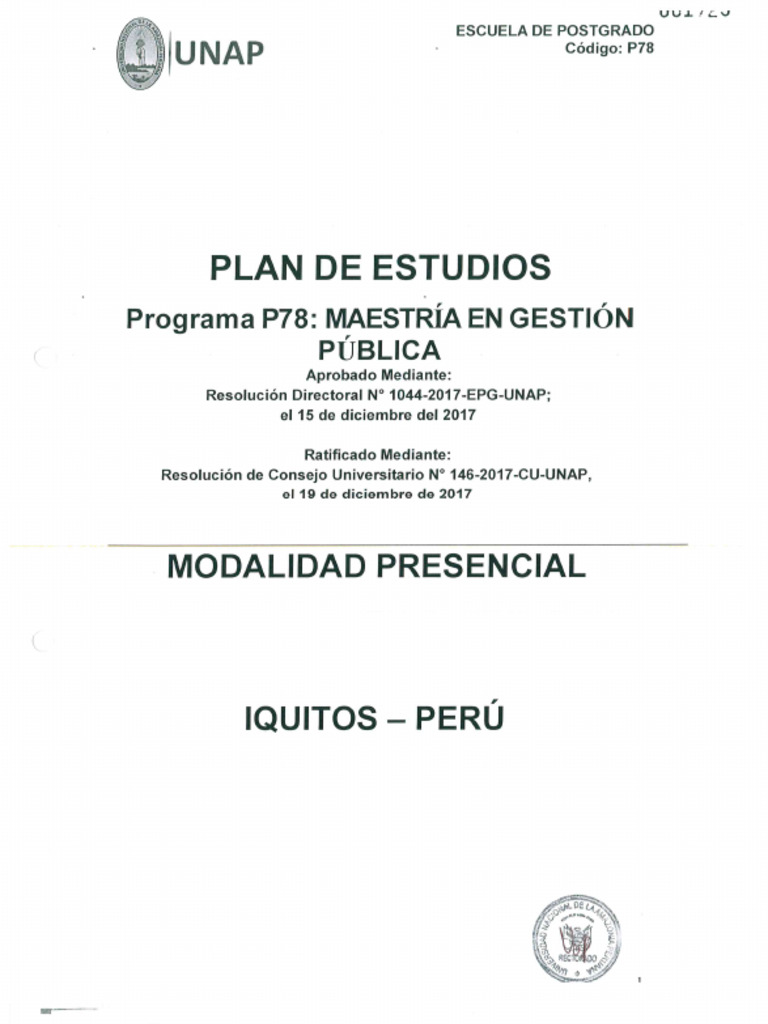 p78 Plan y Malla Maestria en Gestion Publica | PDF
