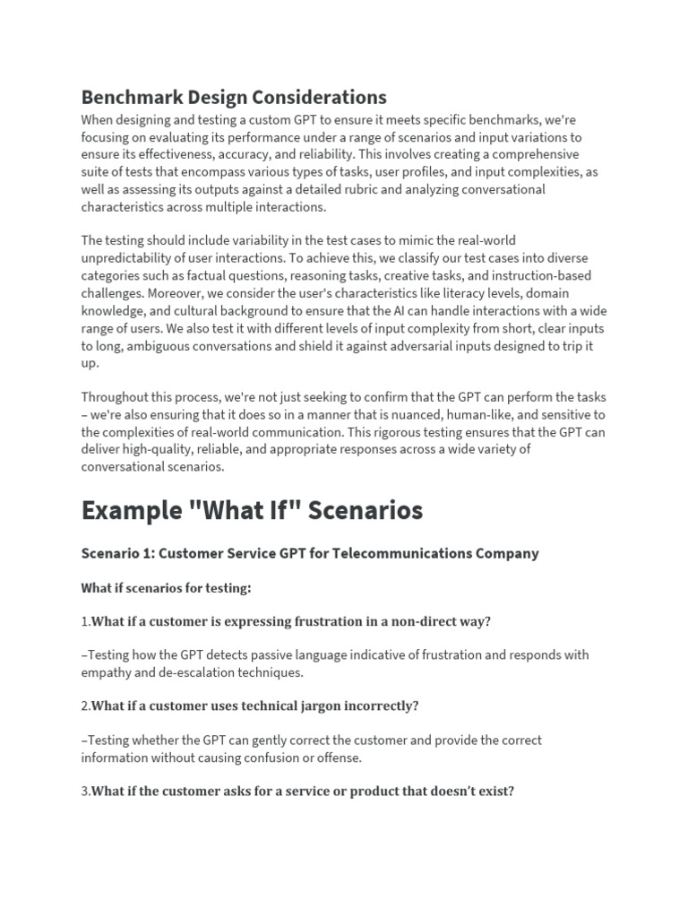 Benchmark Design Considerations for GPT | PDF | Artificial Intelligence ...