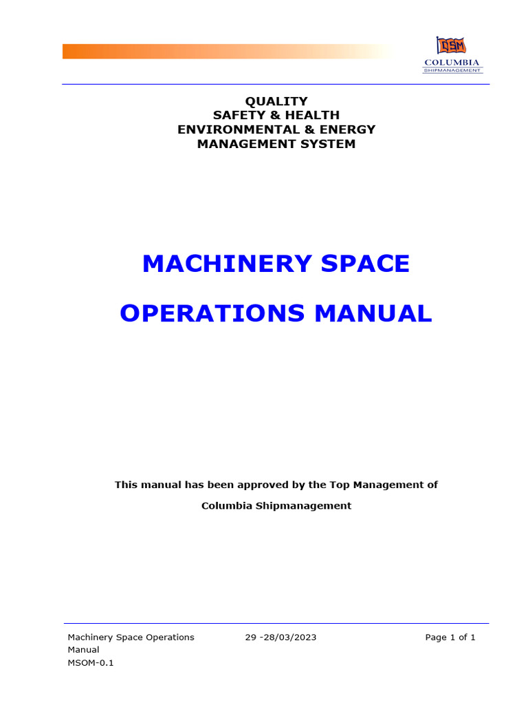 Machinery Space Operations Manual - 080635 | PDF | Technology & Engineering