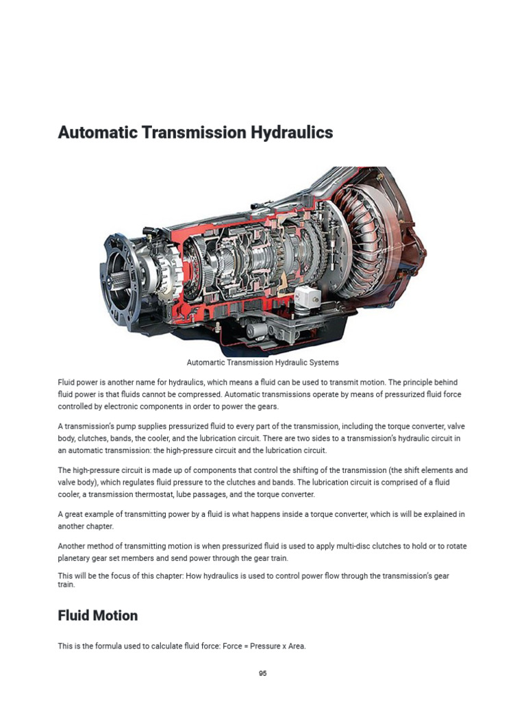 Automatic Transmission Hydraulics Guide | PDF | Throttle | Pump