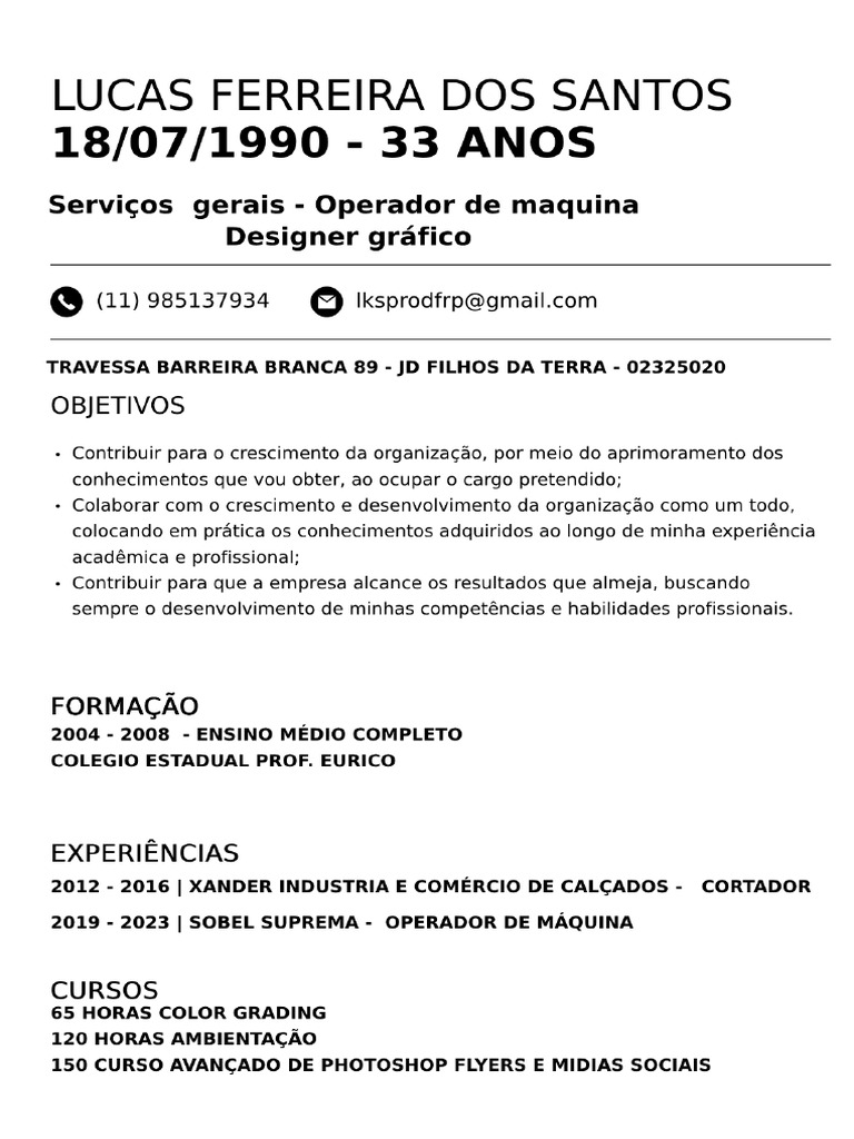 LUCAS FERREIRA DOS SANTOS CURRICULO-pdf | PDF