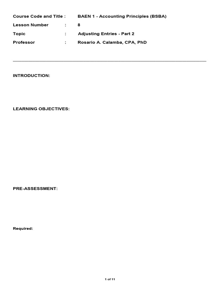 Module 8 BAEN 1 ACCOUNTING PRINCIPLES BSBA | PDF | Bad Debt | Depreciation