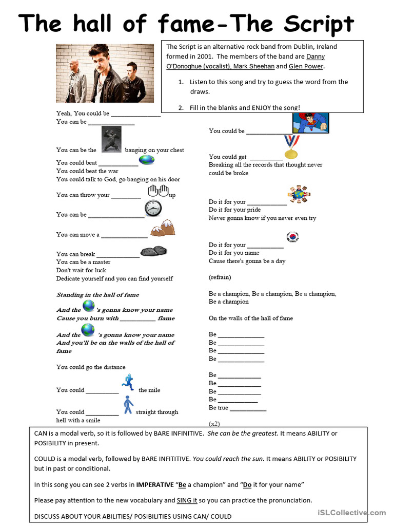 Song - The Hall of Fame | PDF | Syntax | Linguistics