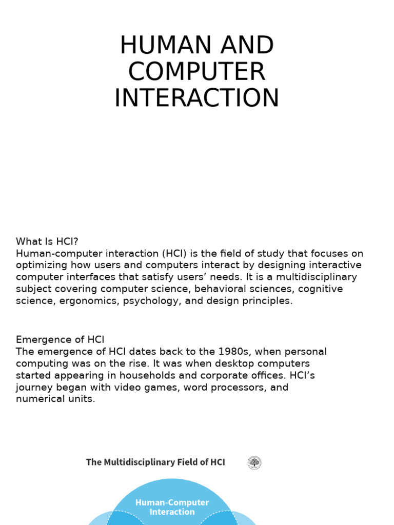 Human and Computer Interaction Student | PDF | Human–Computer ...