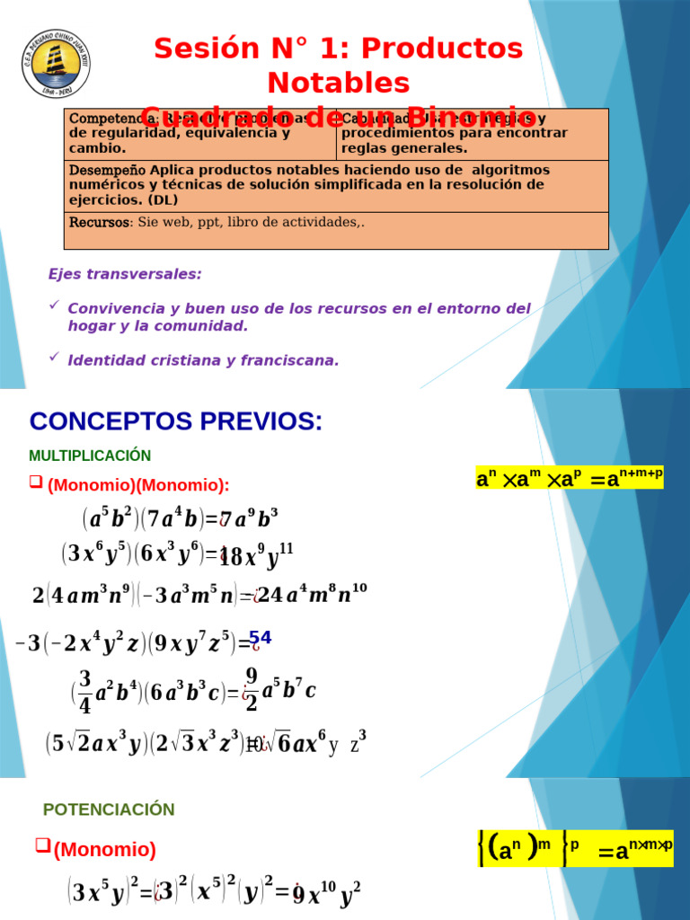 Productos Notables Parte 1 | PDF | Matemáticas | Matemáticas Aplicadas