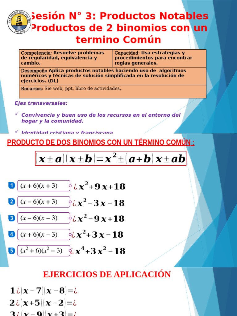 Productos Notables Parte 3 | PDF | Matemáticas | Matemáticas Aplicadas