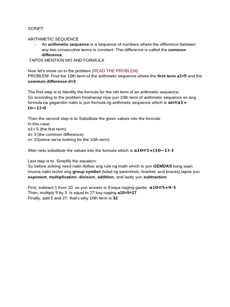 SCRIPT For Math | PDF | Teaching Methods & Materials