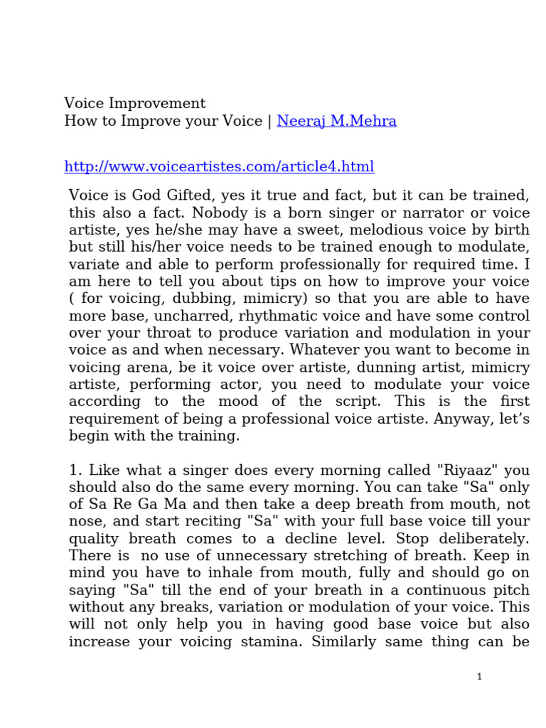 Voice Improvement | PDF | Singing | Human Voice