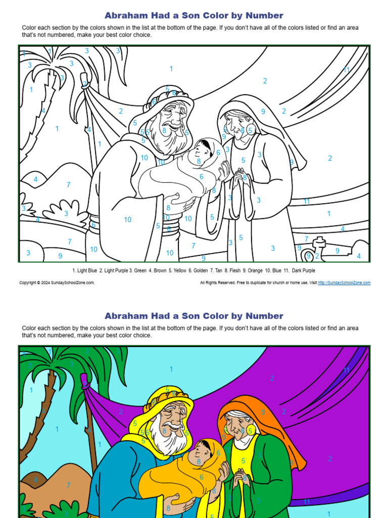 Abraham Color by Number Activity | PDF | Color | Brown