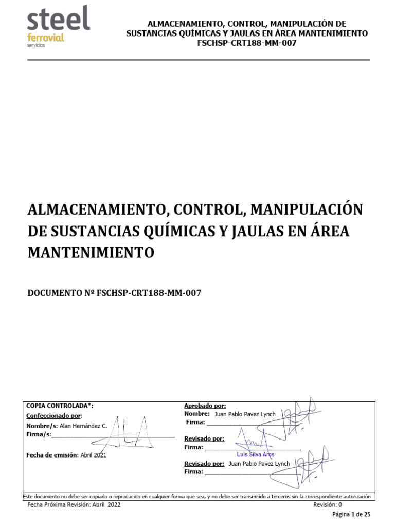 FSCHSP-SF201-MM-007 Sust Quimicas | PDF | Ingenieria Eléctrica