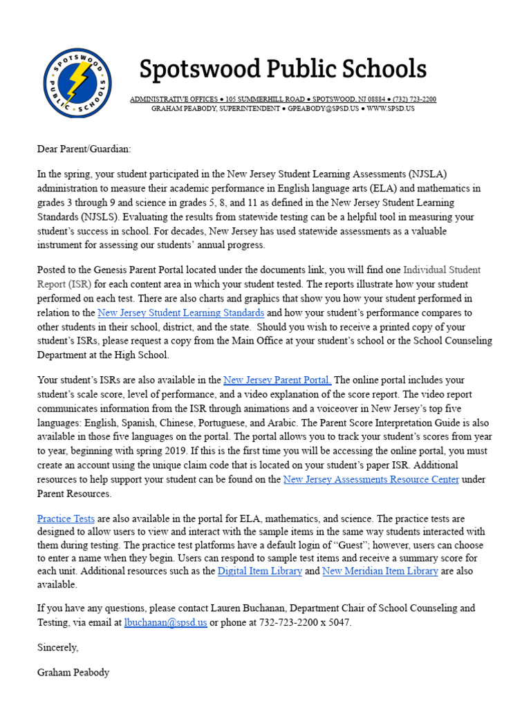 NJSLA Student Assessment Results Guide | PDF | Human Communication