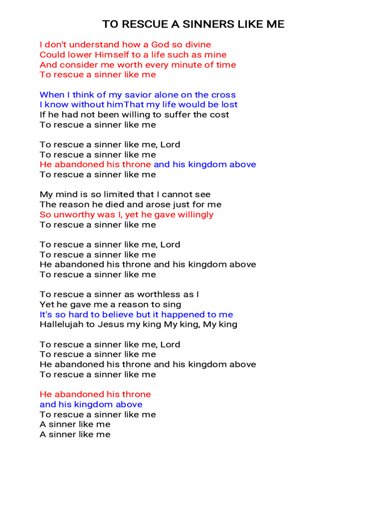 To Rescue a Sinner Like Me | PDF