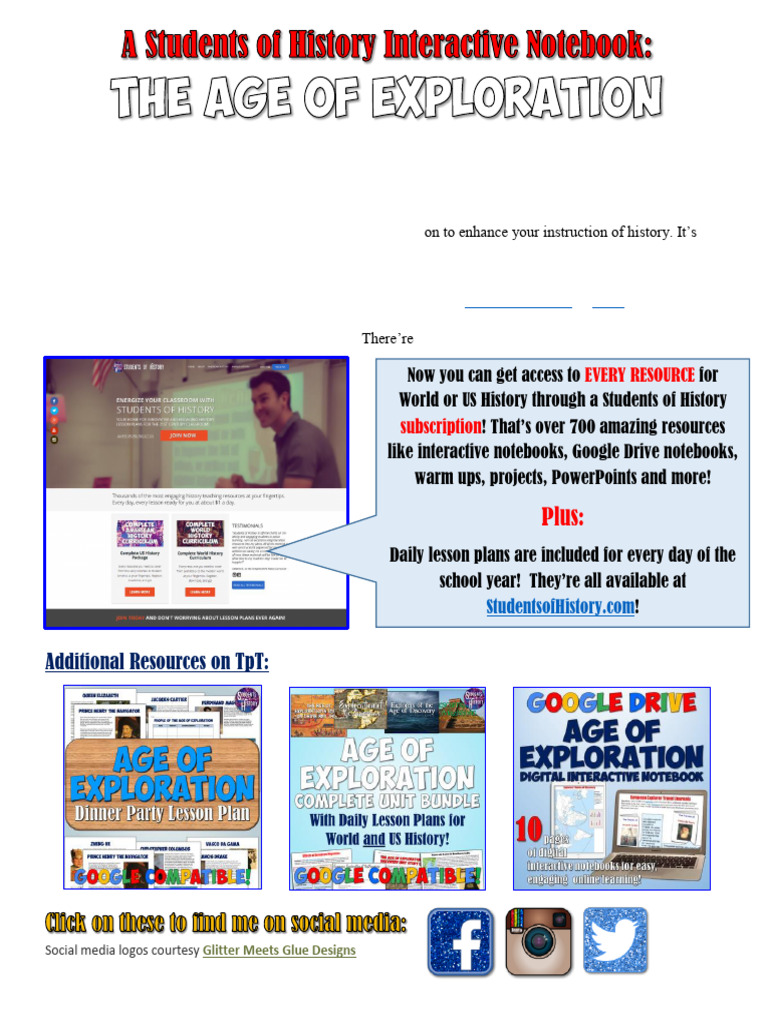 00 - Age of Exploration Interactive Notebook Pages | PDF | European ...