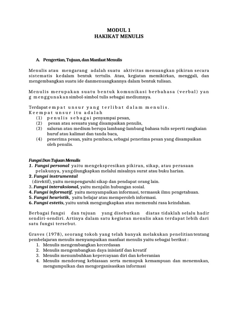 Mata Kuliah - Keterampilan Menulis - MODUL 1 | PDF | Karier & Perkembangan