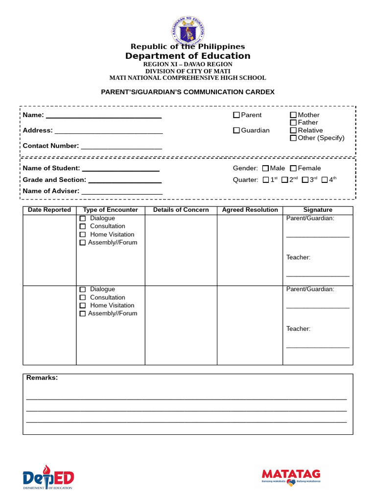 Parents Guardian Communication Index | PDF