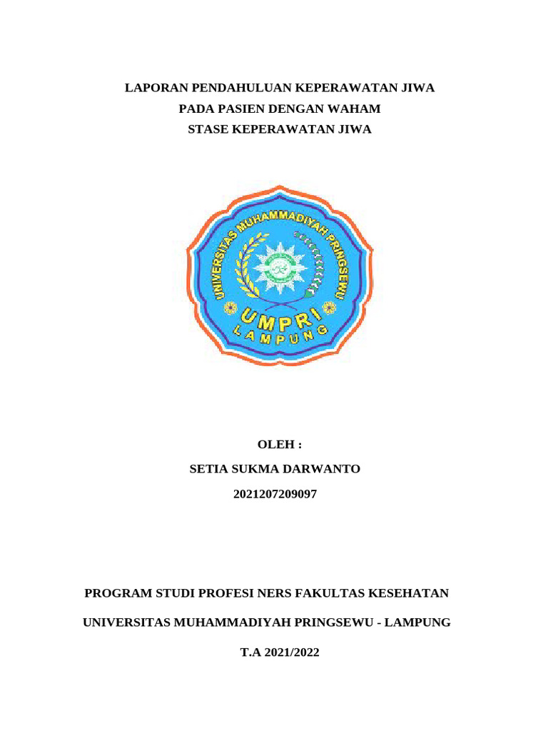 Laporan Pendahuluan Waham (Setia Sukma Darwanto) | PDF