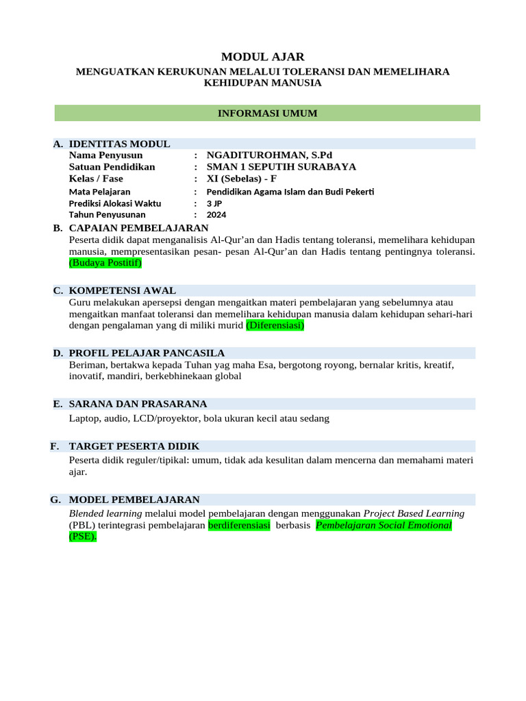 Modul Ajar PMM | PDF
