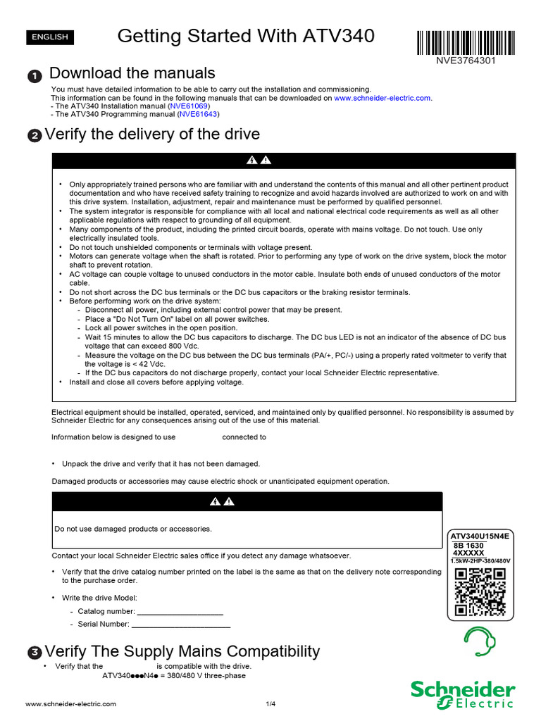 ATV340 Drive Installation Guide | PDF | Voltage | Direct Current