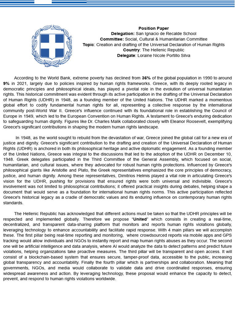 Position Paper - Greece (SOCHUM) | PDF | Human Rights | Justice