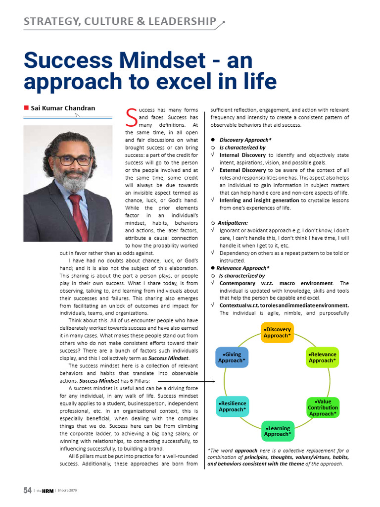 Success Mindset - An Approach To Excel in Life | PDF | Mindset | Learning
