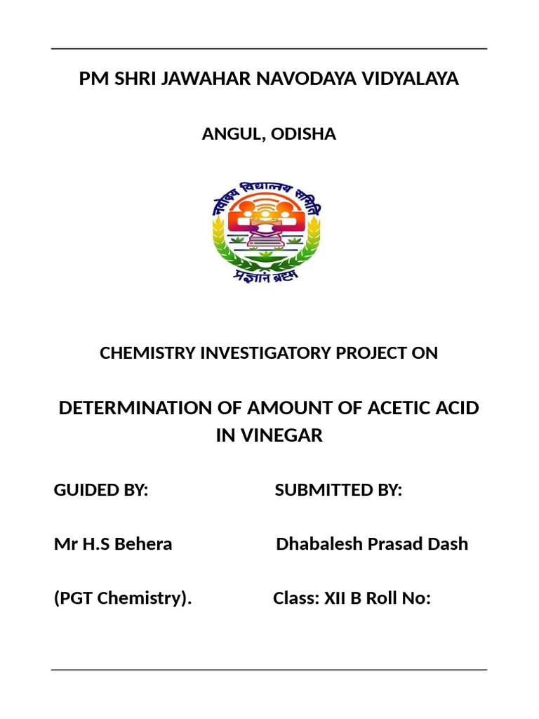 Chemistry Investigatory Project of Class Xii | PDF | Titration | Chemistry
