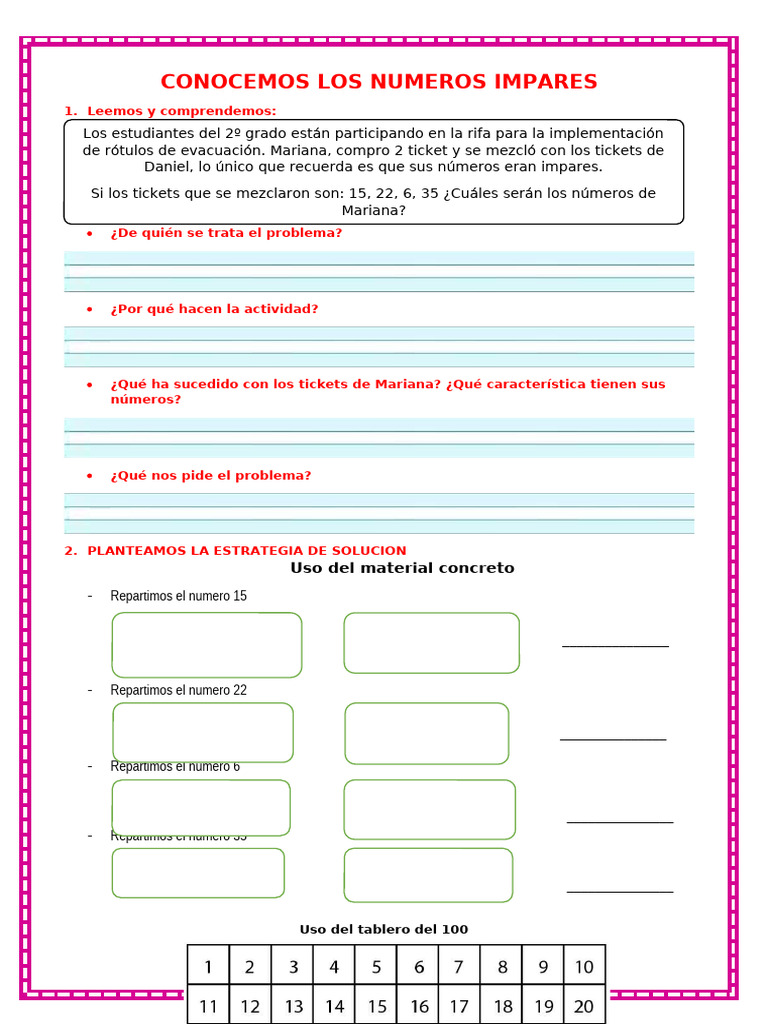 10. Ficha Mate- Numeros Impares | PDF
