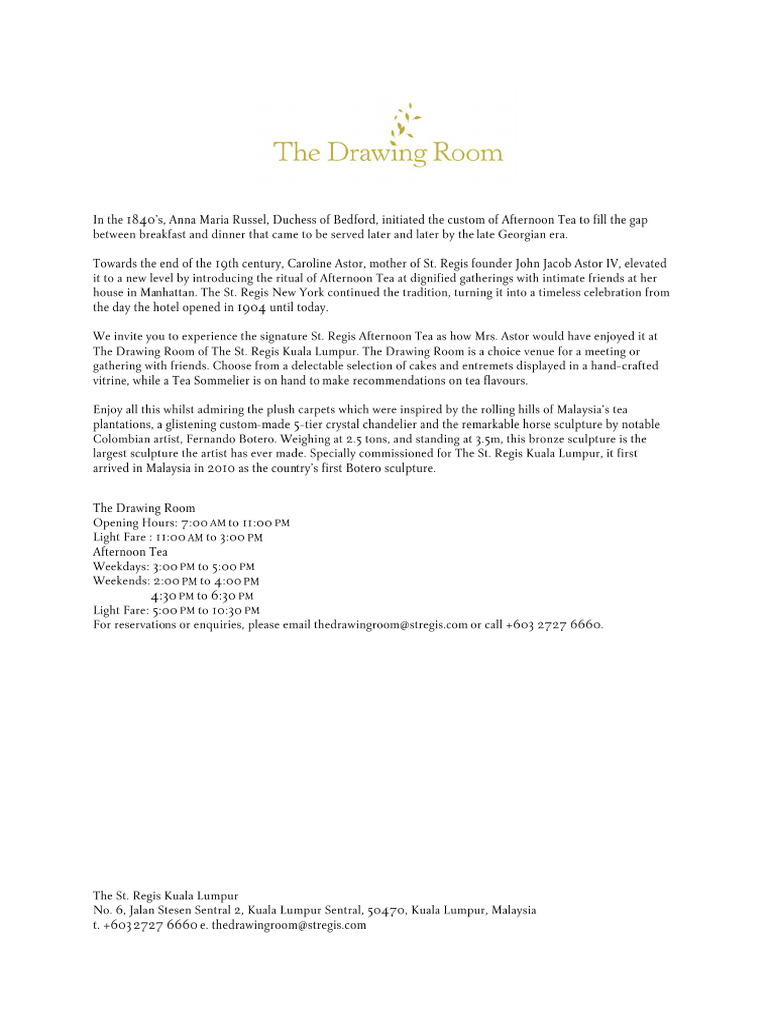 Kulxr Drawing Room Menu | PDF