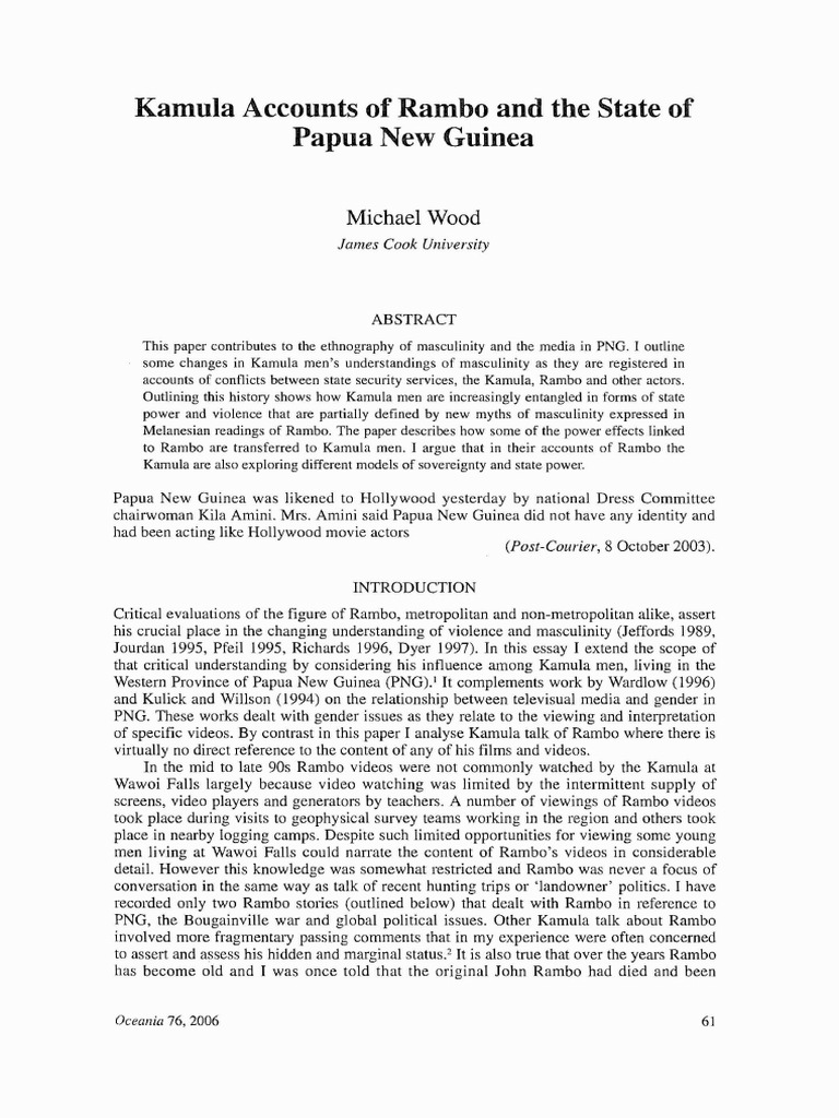 Kamula Accounts of Rambo and The State of Papua New Guinea | PDF ...