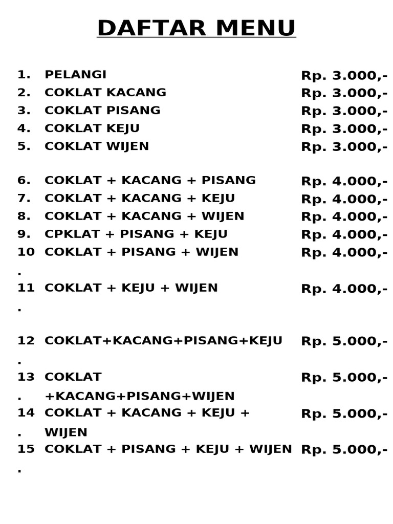 DAFTAR MENU LEKKER | PDF
