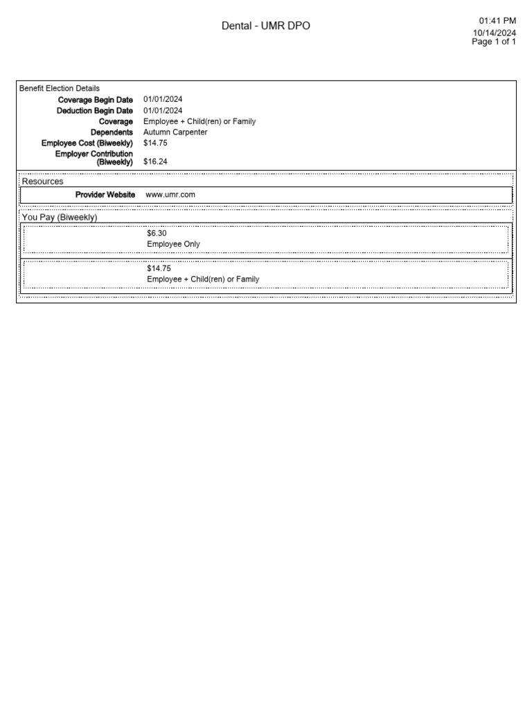 Dental - Umr Dpo | PDF