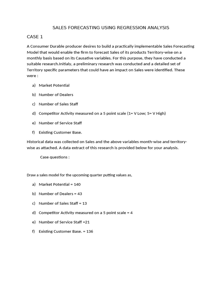 Sales Forecasting Using Regression Analysis | PDF | Technology & Engineering