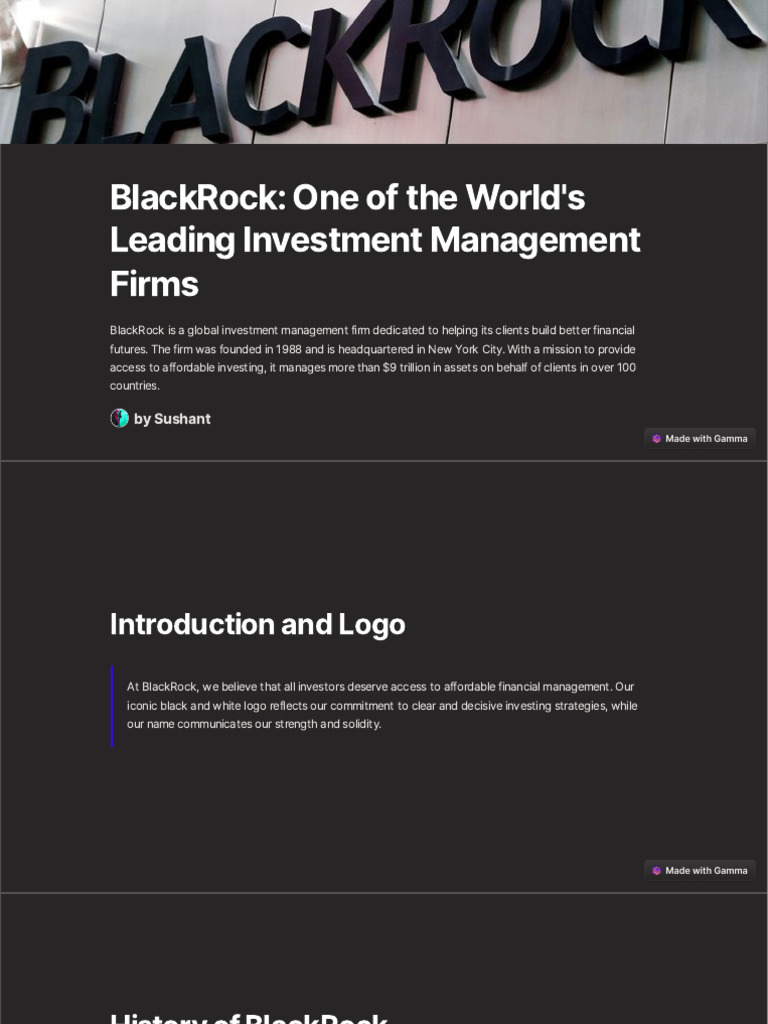 BlackRock One of The Worlds Leading Investment Management Firms | PDF ...