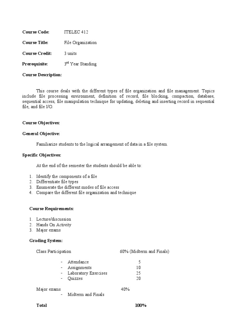 Course Code: Course Title: Course Credit: Prerequisite: Course ...
