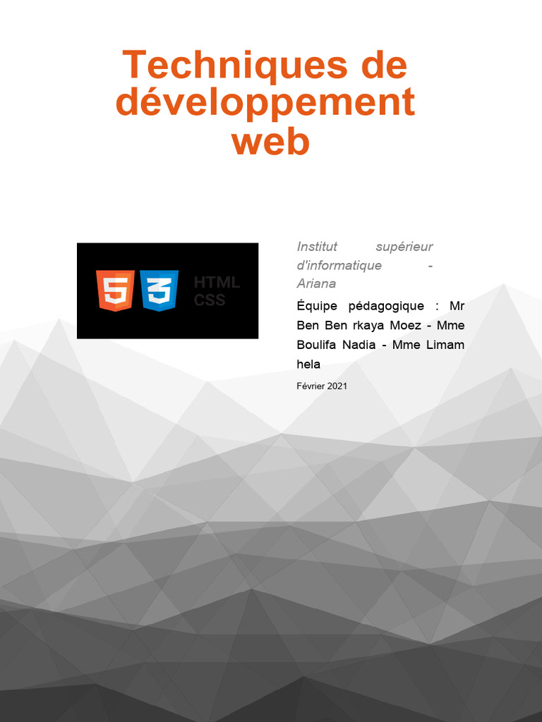 Techniques HTML5 et CSS3 en Développement Web | PDF | HTML5 | Html