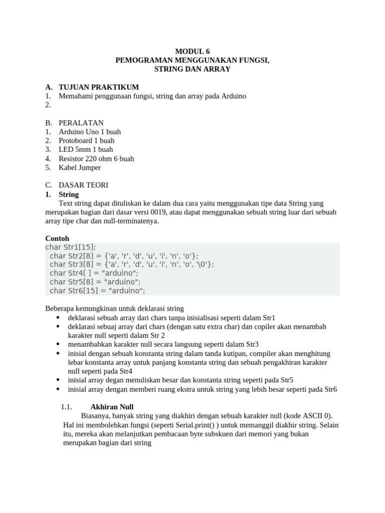 MODUL 6 - Pemrograman Menggunakan String Dan Array - Zulfikar | PDF