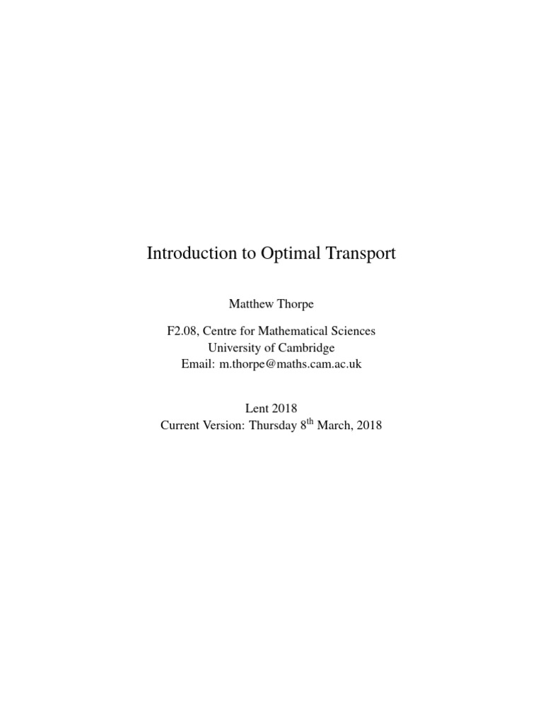 Introduction to optimal transport | PDF | Mathematical Analysis ...