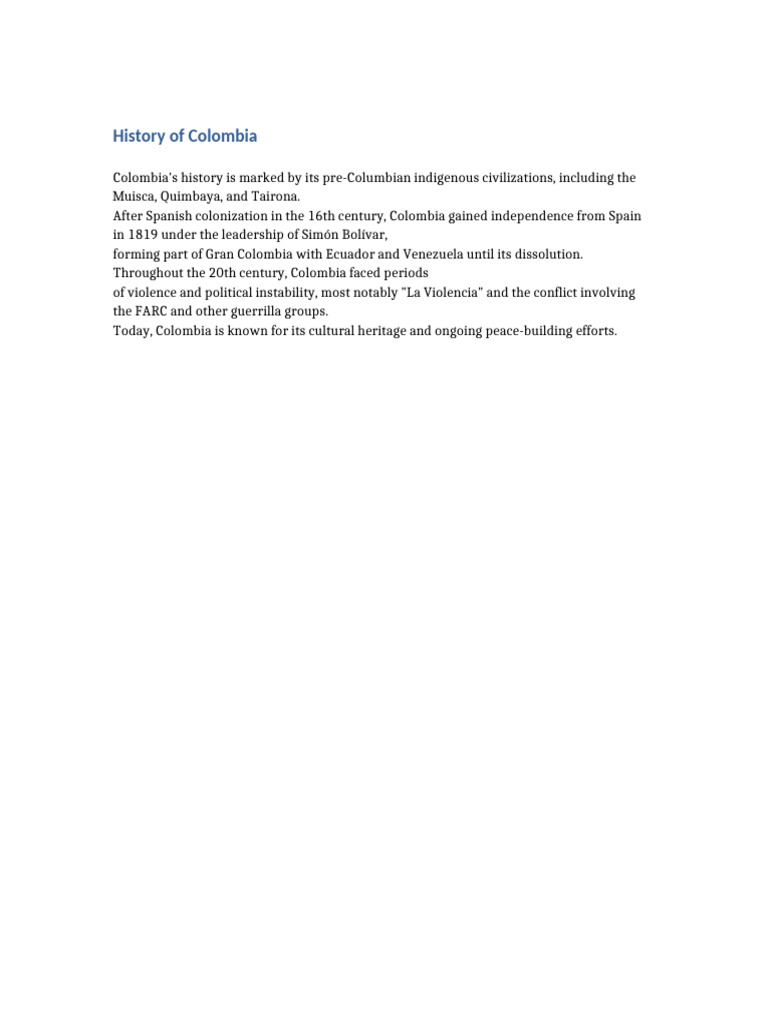 Overview of Colombia's Historical Journey | PDF | History