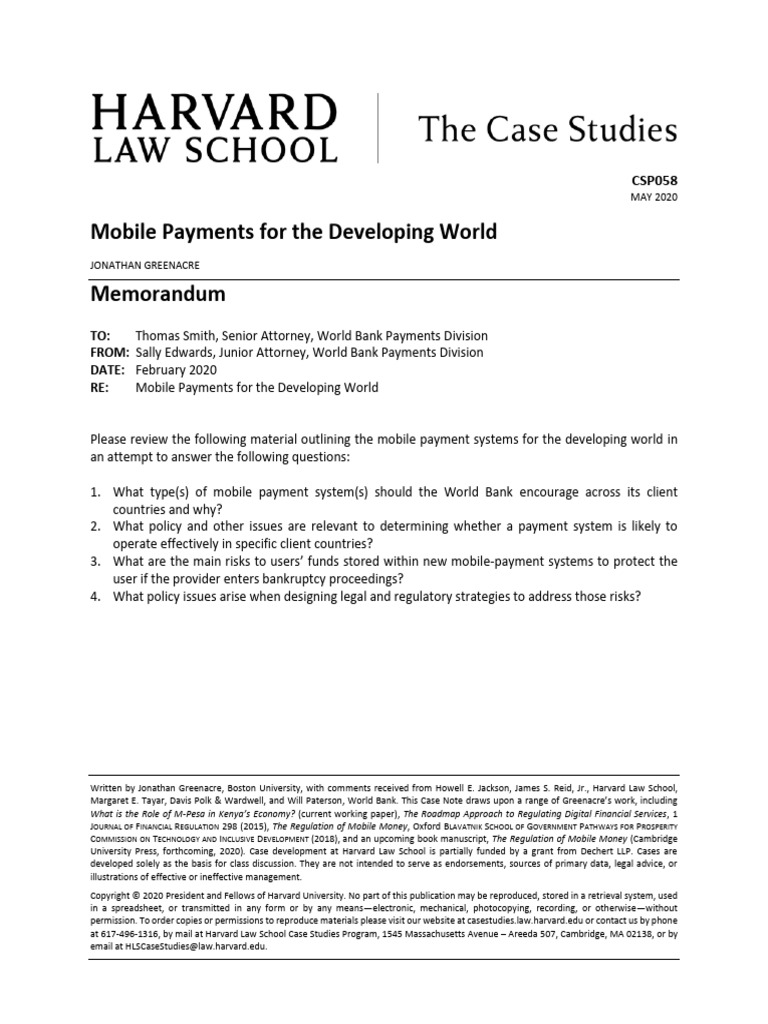 csp058 Final Mobile Payments Case Study | PDF | Banks | Central Banks