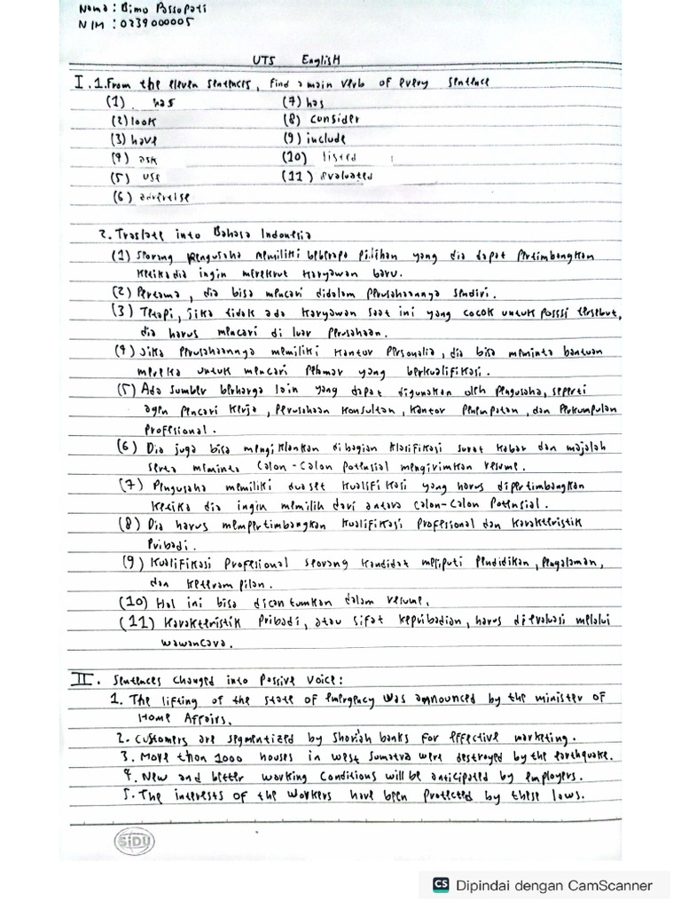 UTS English - Bimo Passopati - 0234000005 | PDF