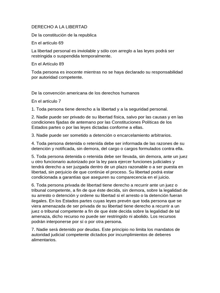 Derecho a la Libertad Personal | PDF